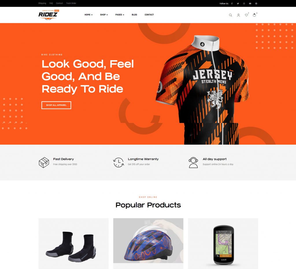 Ridez Free Bike Store WordPress Theme