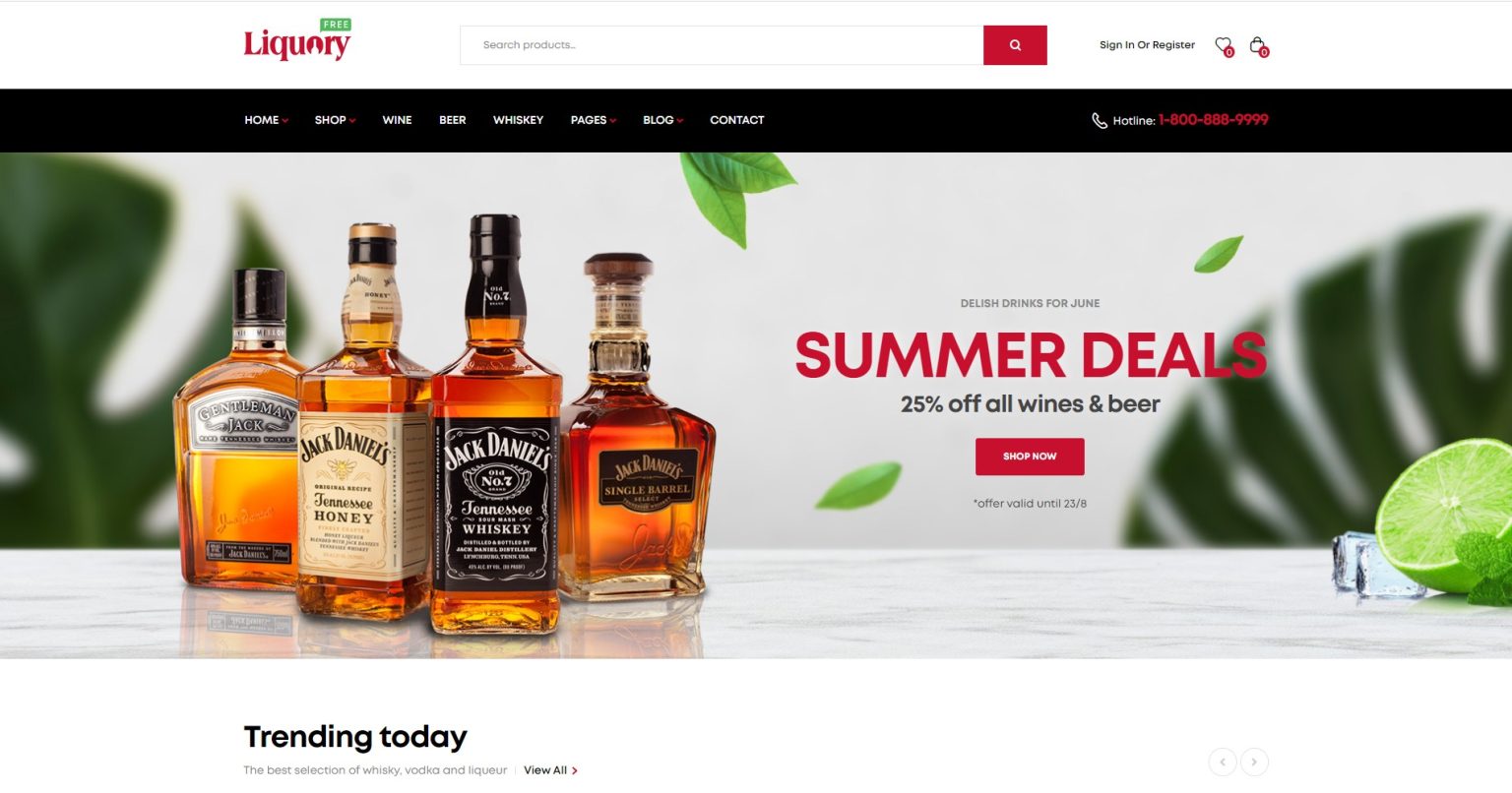 Liquory Drinks Wine WordPress Theme Free